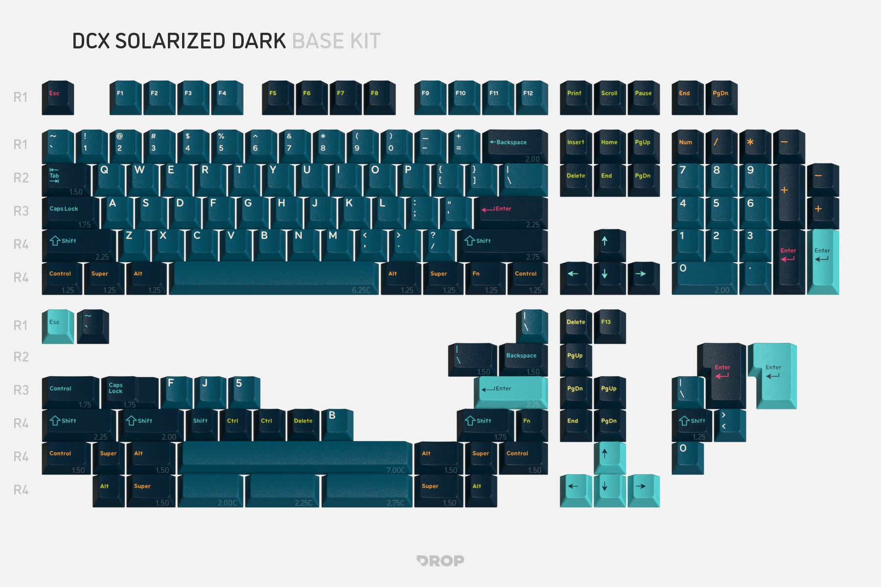 Drop DCX Solarized Dark Keycap Set | Mechanical Keyboards | Keycaps | Custom Keycaps